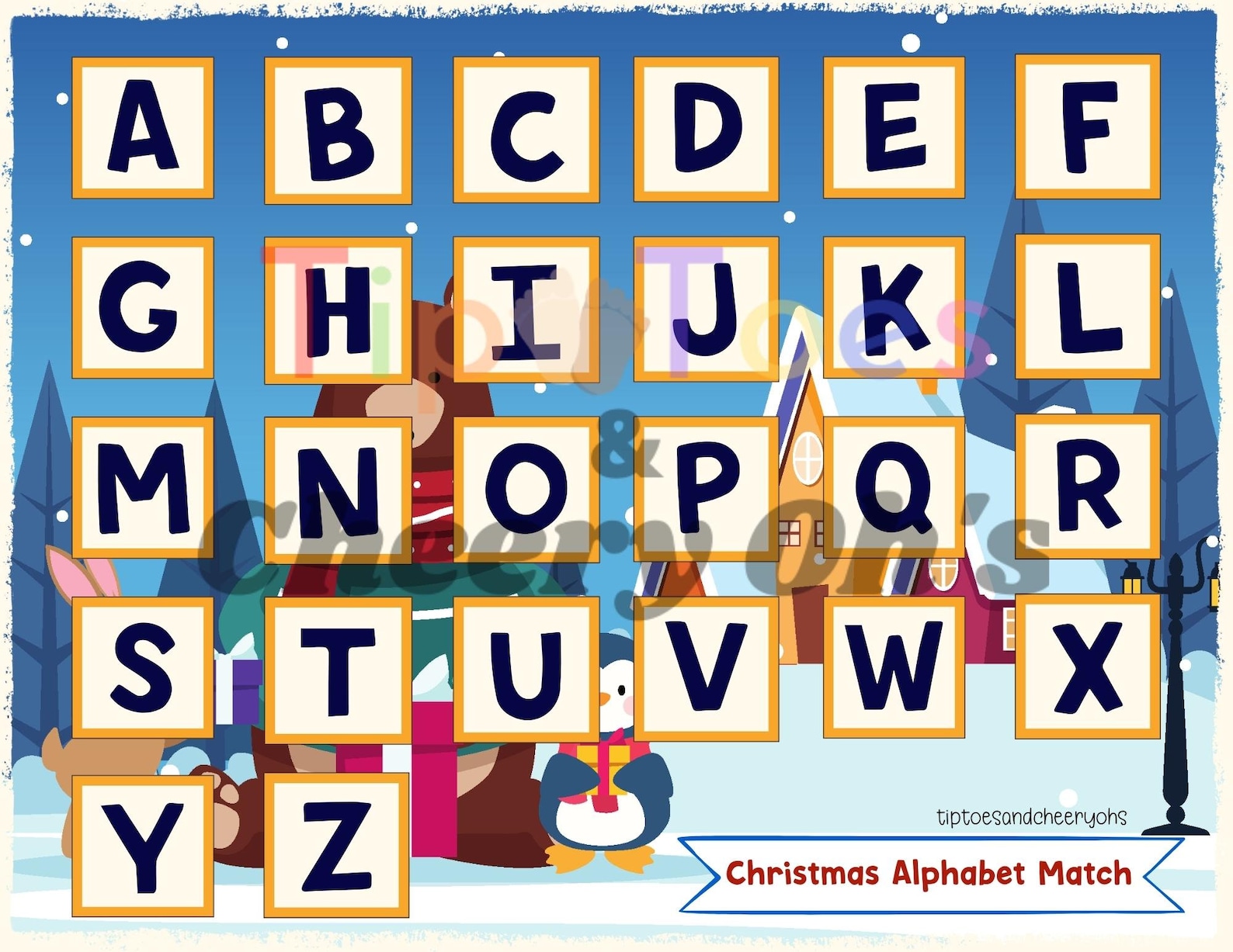 Printable Christmas Alphabet Game, Beginning Sounds, Letter Recognition ...