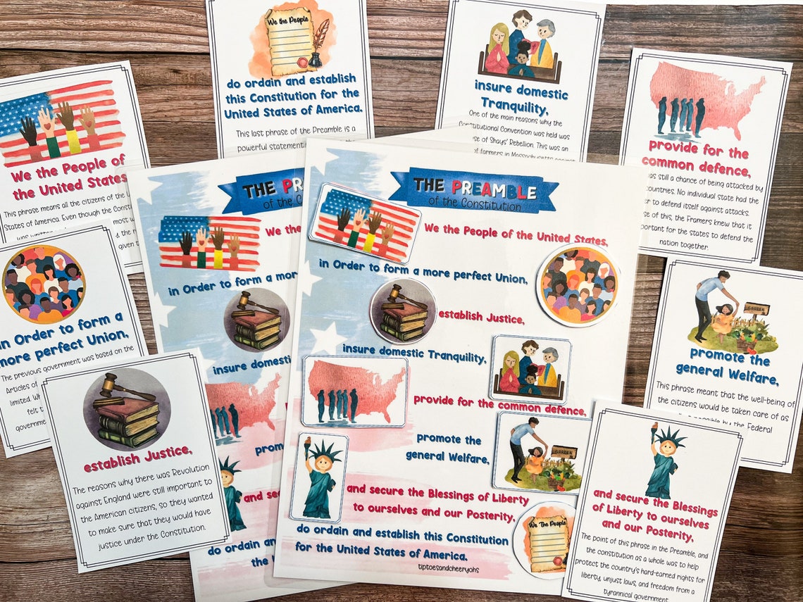 The Preamble for Kids Printable U.S. Constitution Preamble - Etsy