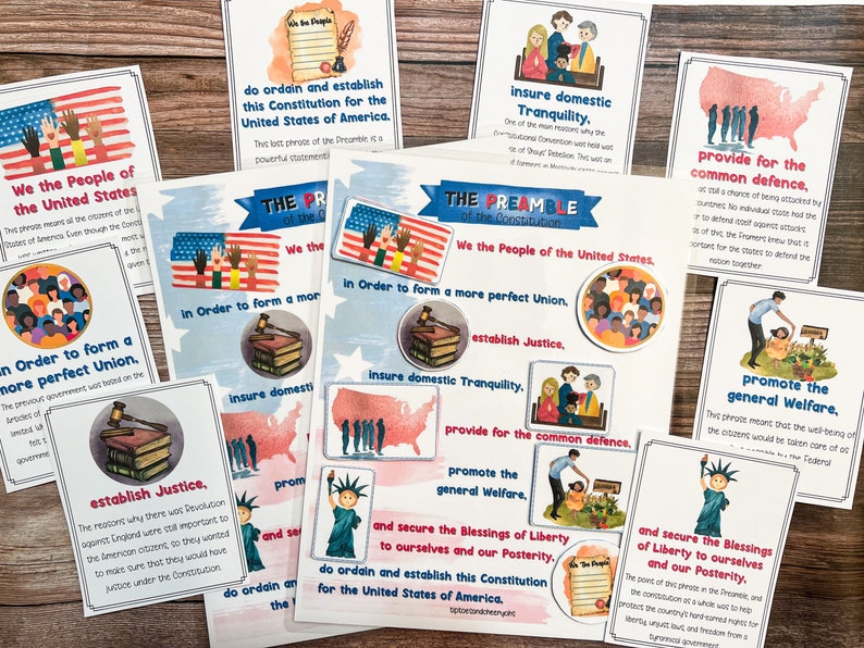 The Preamble for Kids Printable, U.S. Constitution, Preamble Activity ...