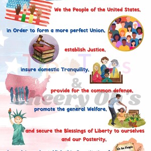 The Preamble for Kids Printable, U.S. Constitution, Preamble Activity ...