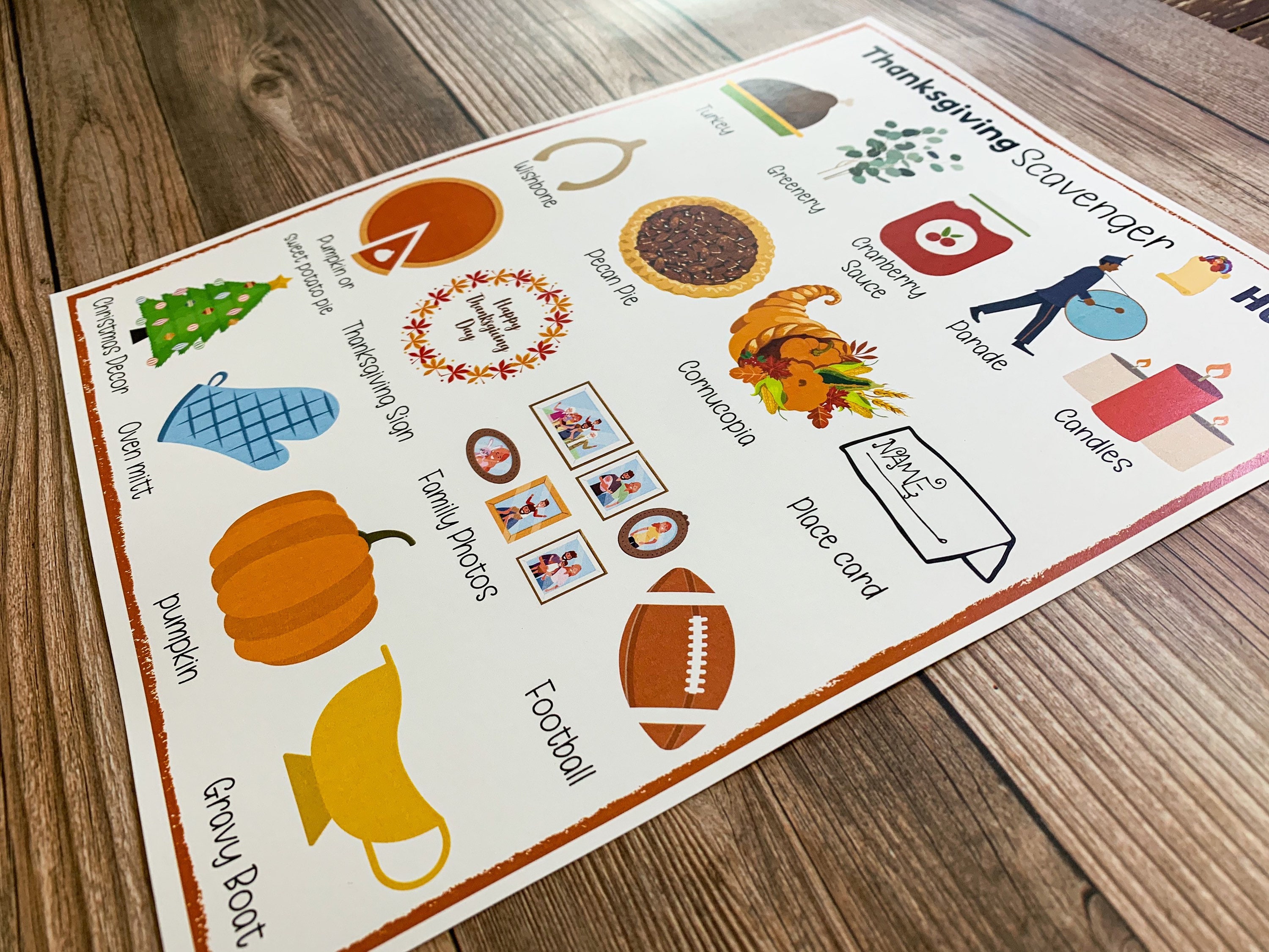 Kids Fall Activity Thanksgiving Scavenger Hunt Seek and Find - Etsy