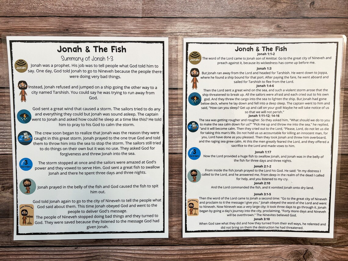 Jonah and the Whale Bible Activity Homeschool Printable - Etsy