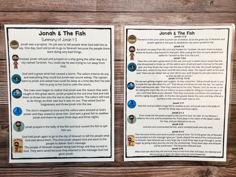 Jonah and the Whale Bible Activity Homeschool Printable - Etsy