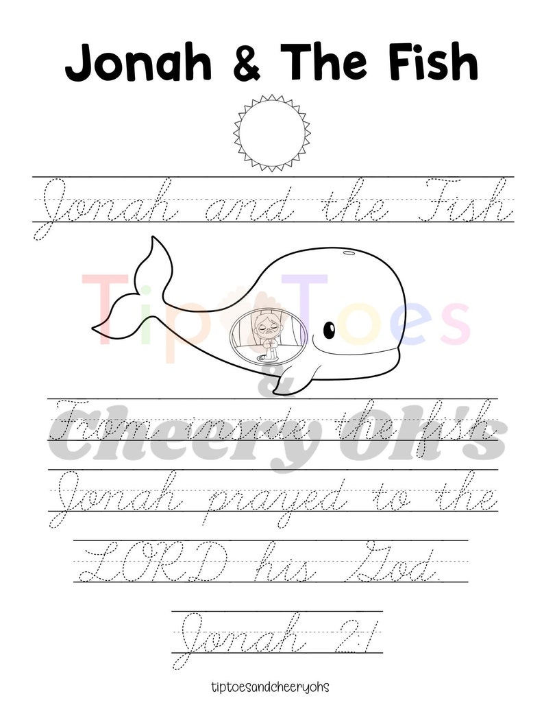 Jonah and the Whale Bible Activity Homeschool Printable - Etsy