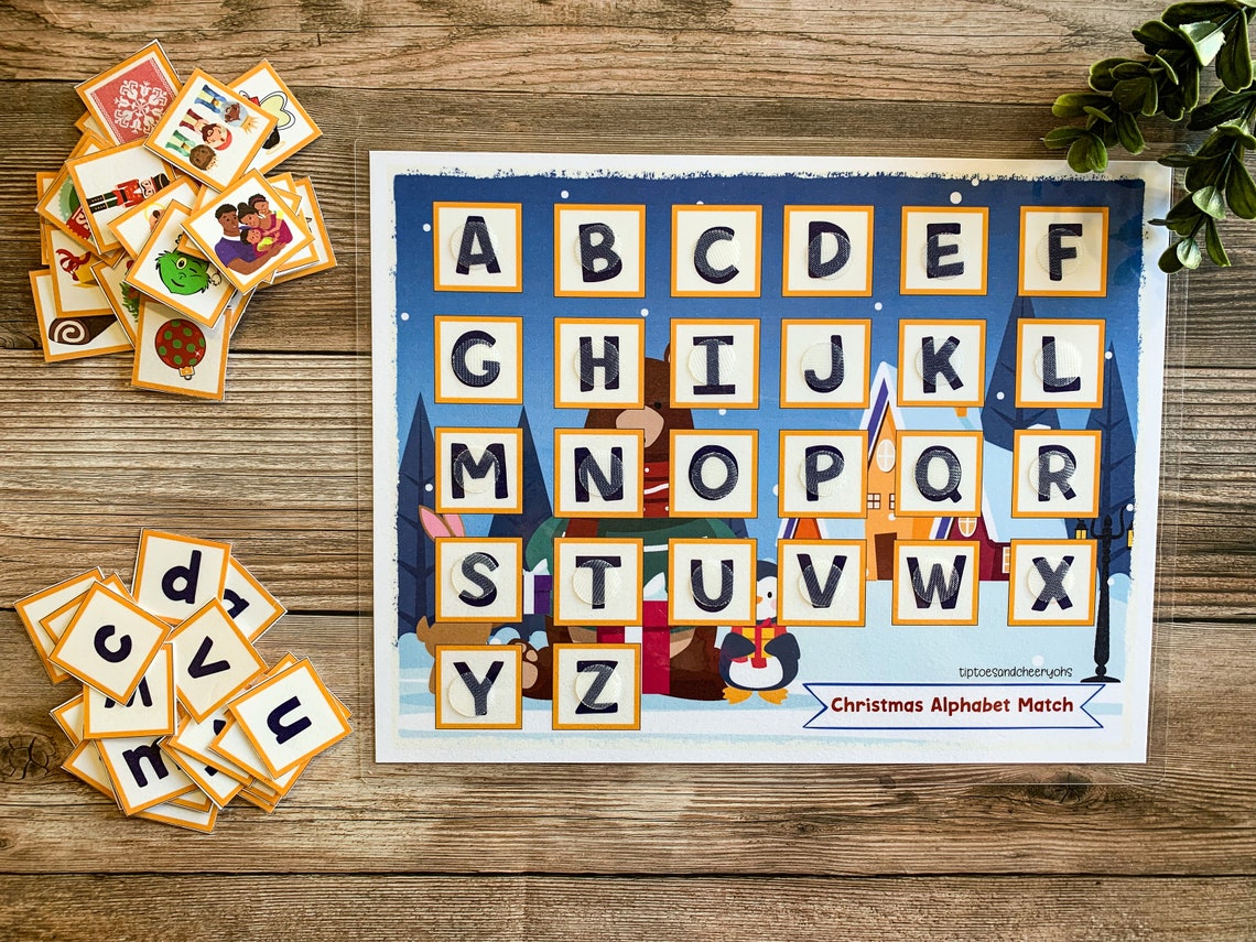 Printable Christmas Alphabet Game Beginning Sounds Letter - Etsy