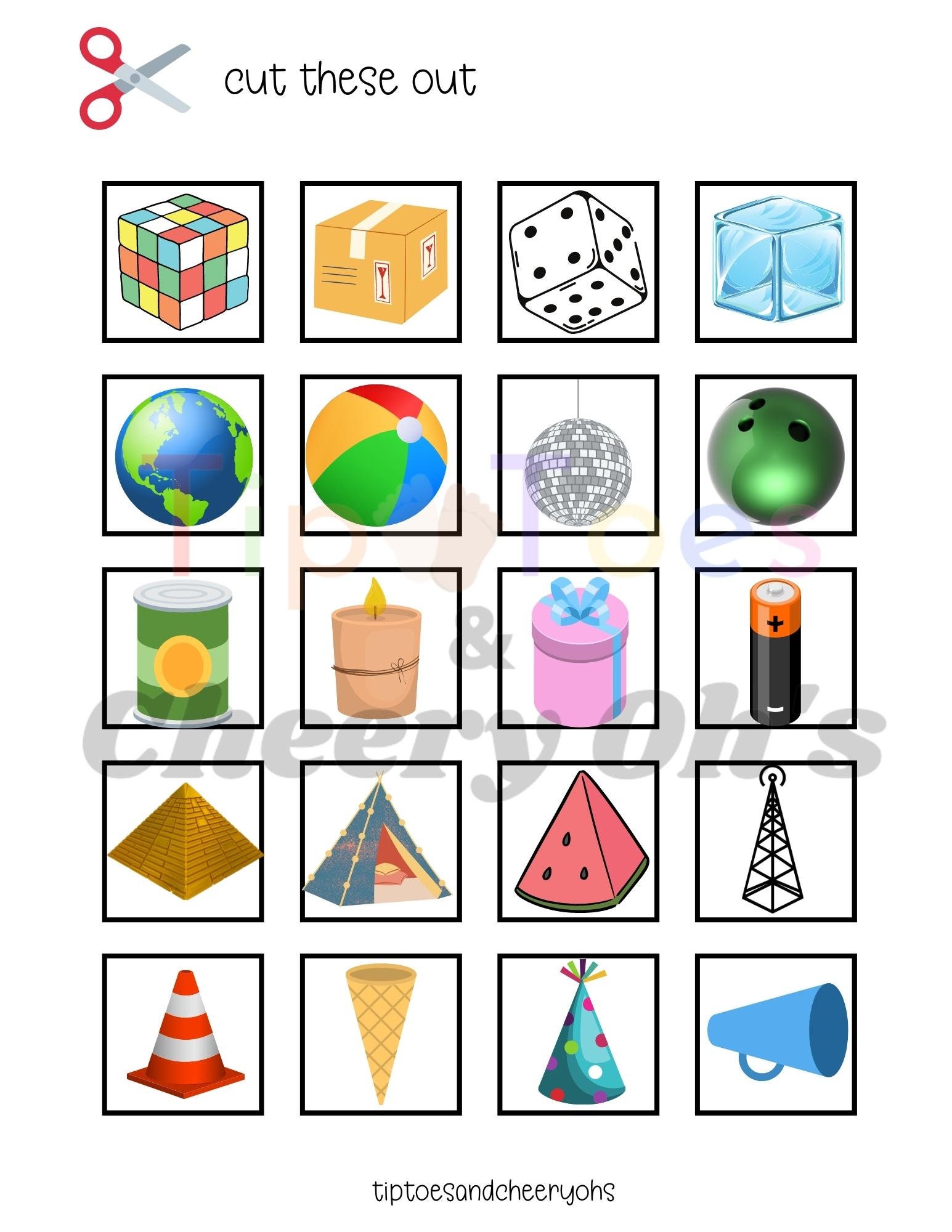 3D Shapes Matching, 3D Shape Activity, Geometric Shapes, 3D Shapes ...