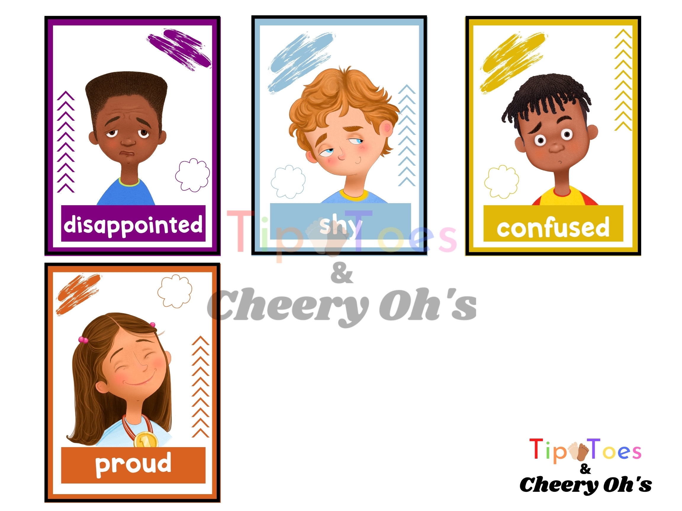 Kids Feelings Flashcards Emotions Flashcards Montessori | Etsy