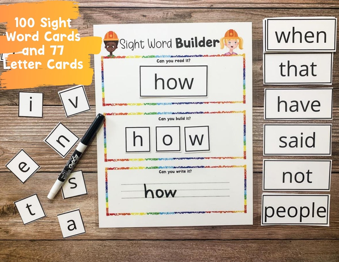 Sight Word Builder, Sight Word Recognition, Fry's 100 Sight Word List ...