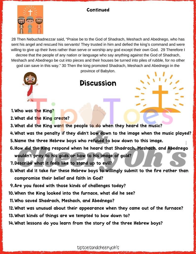 Shadrach, Meshach, and Abednego, the Fiery Furnace, Bible Lesson ...