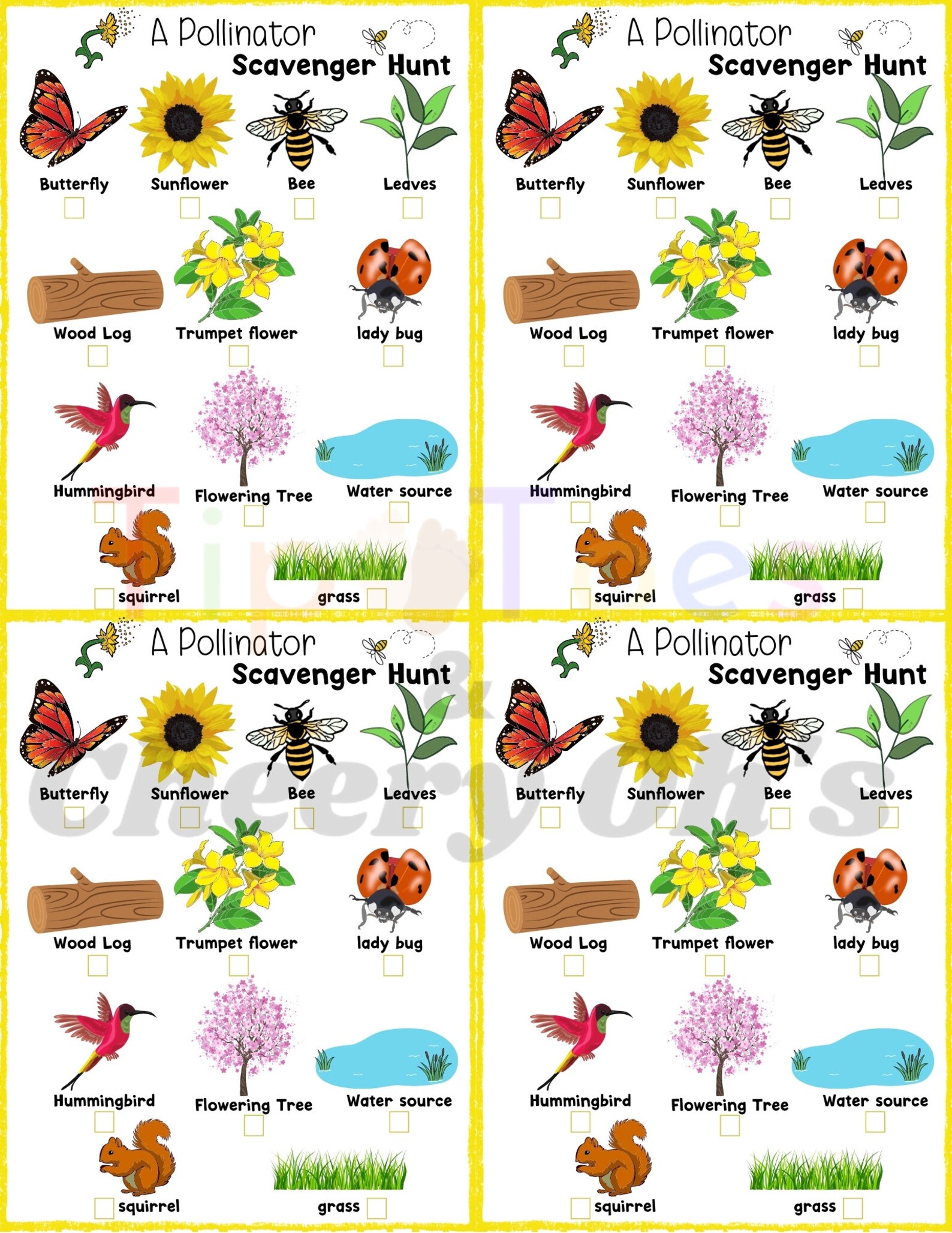 Spring Scavenger Hunt, Pollinator Scavenger Hunt, Scavenger Hunt ...