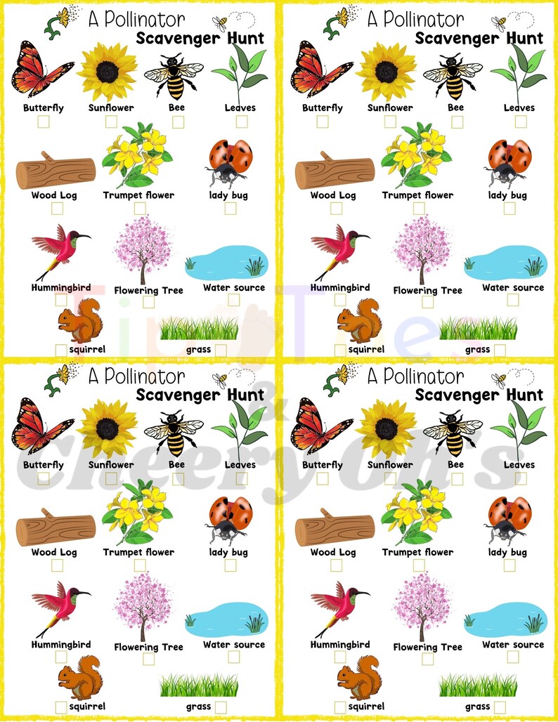 Spring Scavenger Hunt, Pollinator Scavenger Hunt, Scavenger Hunt ...