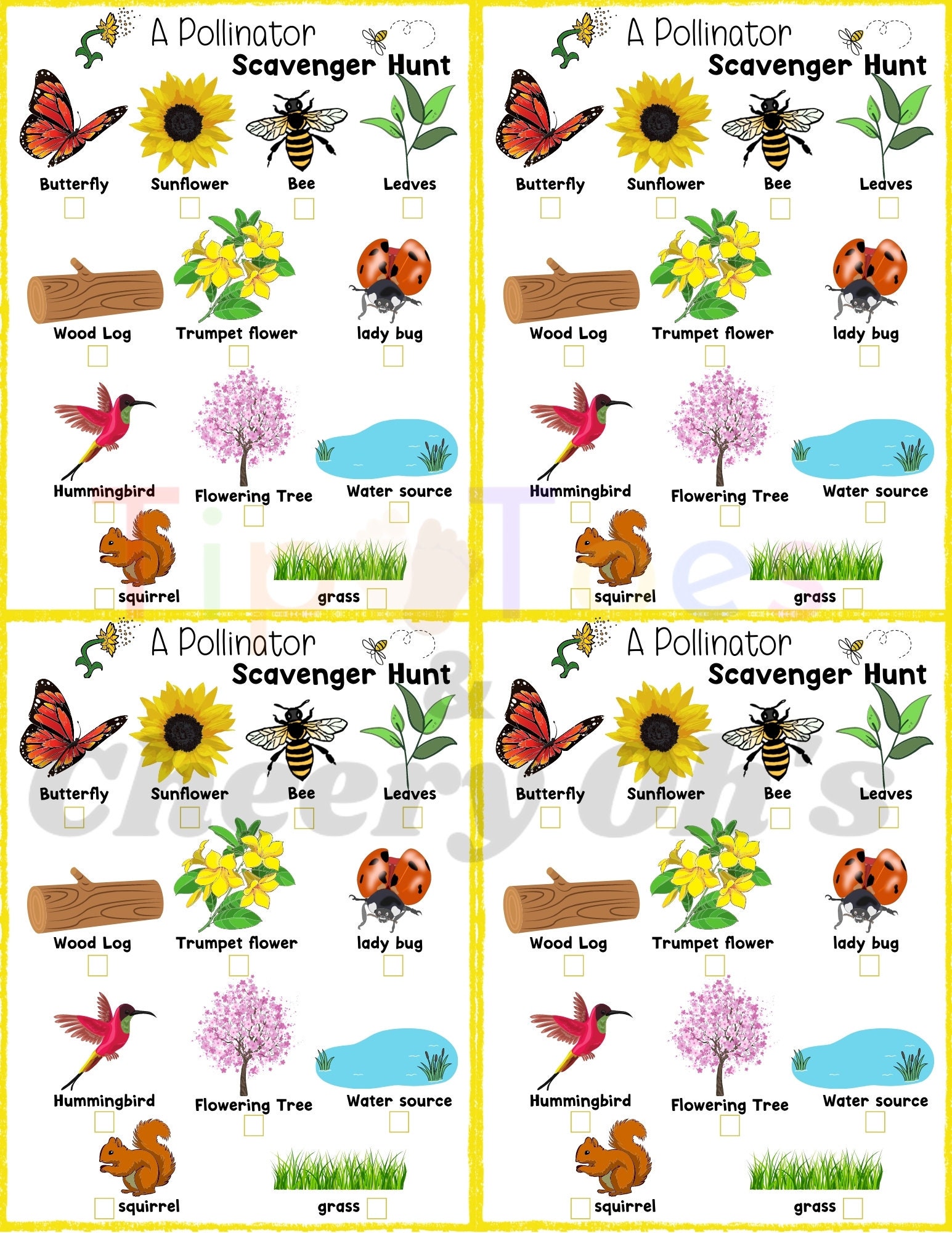 Spring Scavenger Hunt, Pollinator Scavenger Hunt, Scavenger Hunt ...