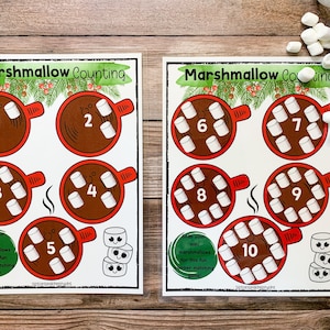 Christmas Activities, Marshmallow Counting Game, Christmas Printable ...
