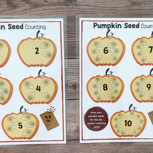 Kids Fall Activity, Homeschool Printable, Pumpkin Seed Counting Game ...