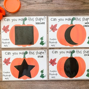 Playdough Shape Mats, Fall Learning Printable, Playdough Mats, Autumn ...