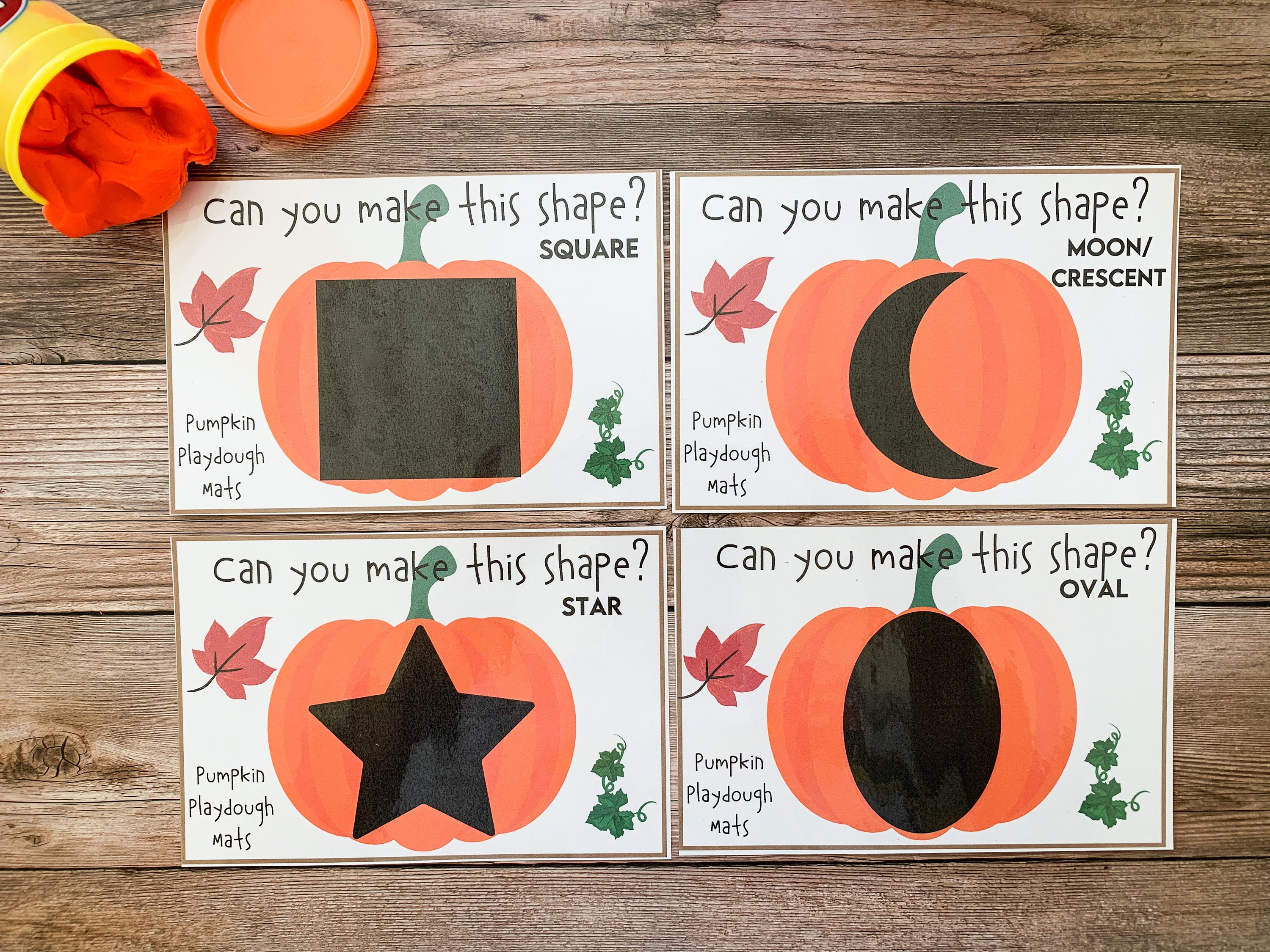 Playdough Shape Mats Fall Learning Printable Playdough Mats - Etsy