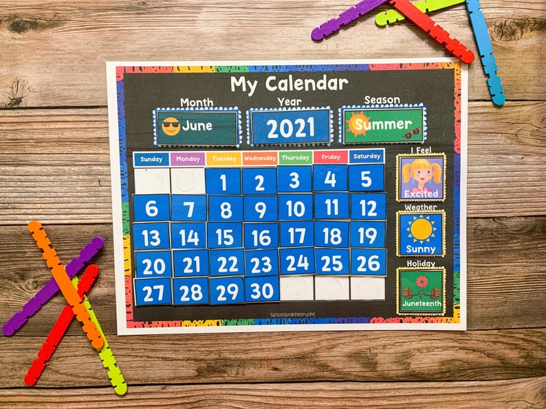 Kids Printable Calendar, Printable Perpetual Calendar, 2022, Circle ...