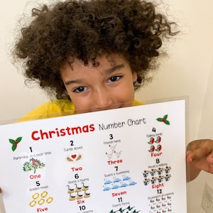 Christmas Number Chart, 12 Days of Christmas, Christmas Printable ...