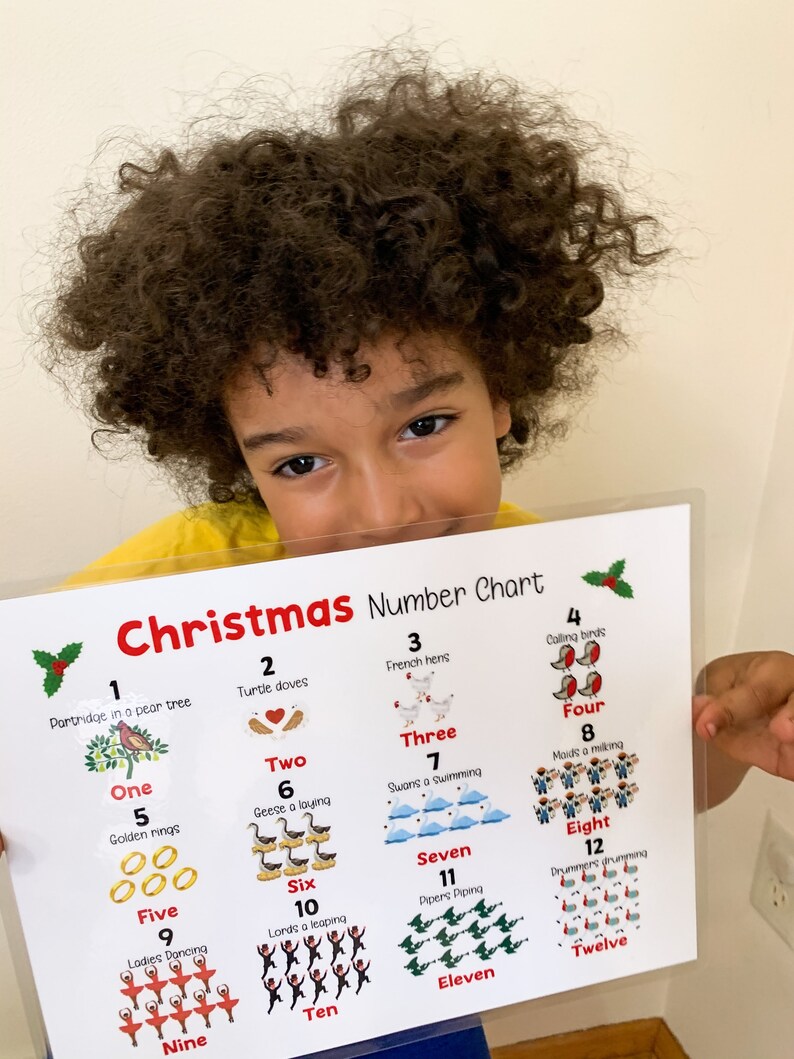Christmas Number Chart, 12 Days of Christmas, Christmas Printable ...