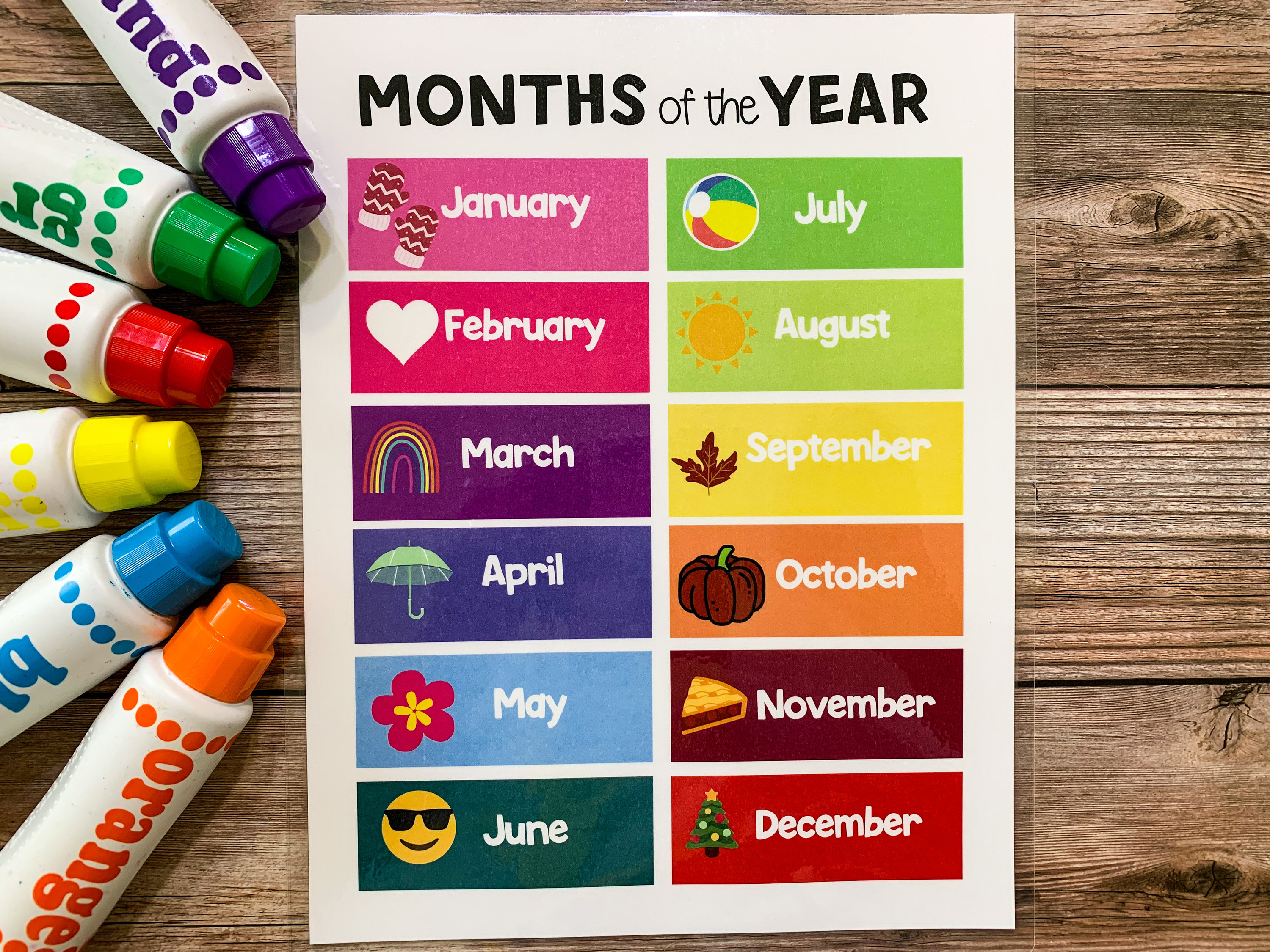 Months Of The Year Printable Poster