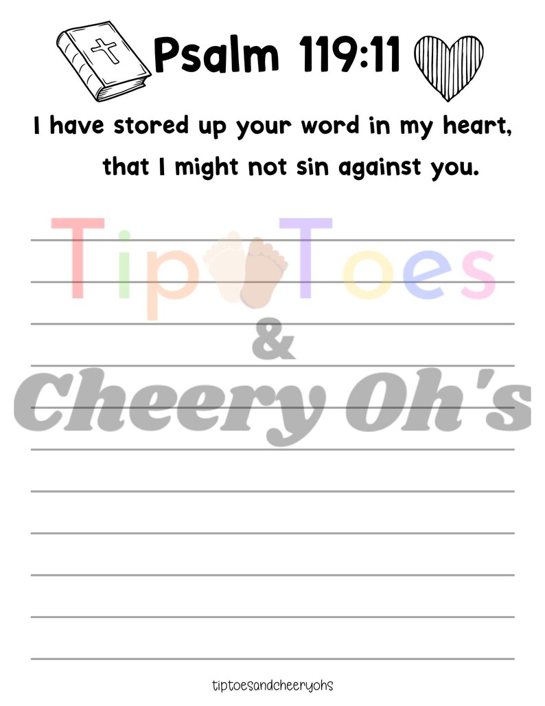 Psalm 119:11 Bible Activities for Kids Devotional Christian - Etsy
