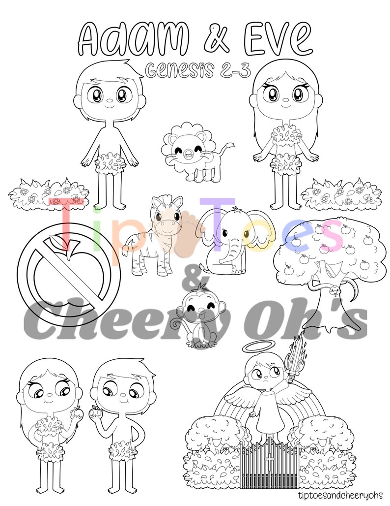 Adam and Eve Bible Activity Homeschool Printable Garden of - Etsy