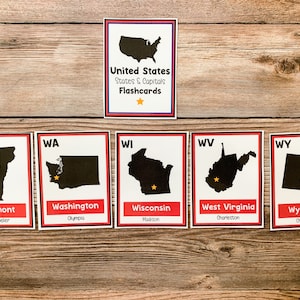 States and Capitals Flashcards, United States Flashcards, Homeschool ...