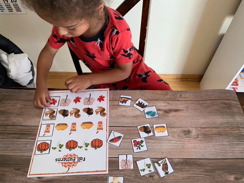 Pattern Matching Game Kids Fall Patterns Activity Fall | Etsy