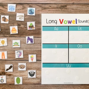 Long Vowel Sounds Game, Educational, Vowel Chart, Matching Game, Kids ...