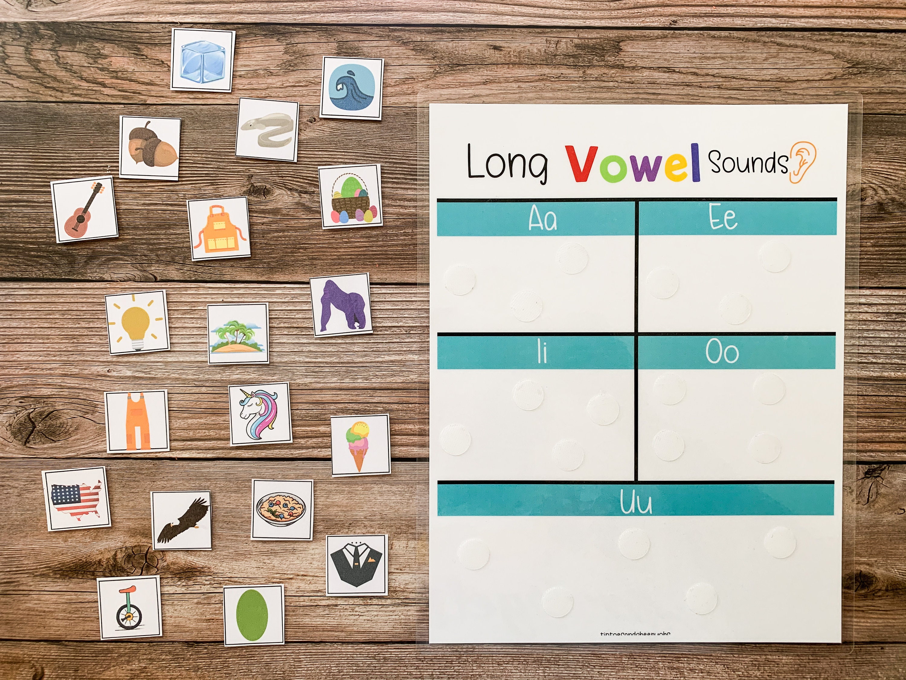 Long Vowel Sounds Game, Educational, Vowel Chart, Matching Game, Kids ...