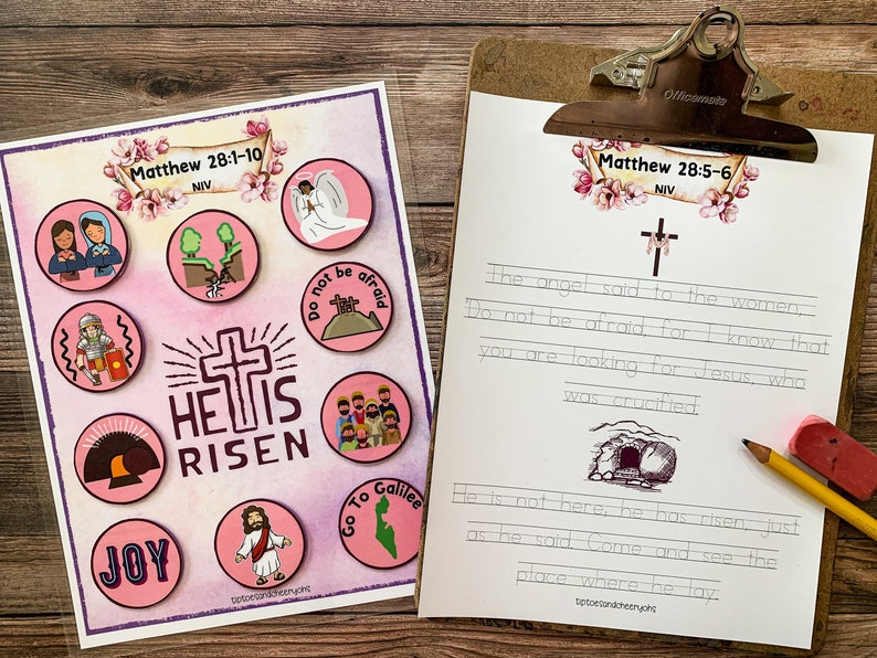 He is Risen, Bible Activity, Homeschool Printable, Bible Verse, Easter ...
