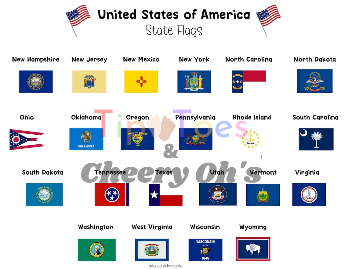 United States of America State Flags 50 States U.S. State - Etsy