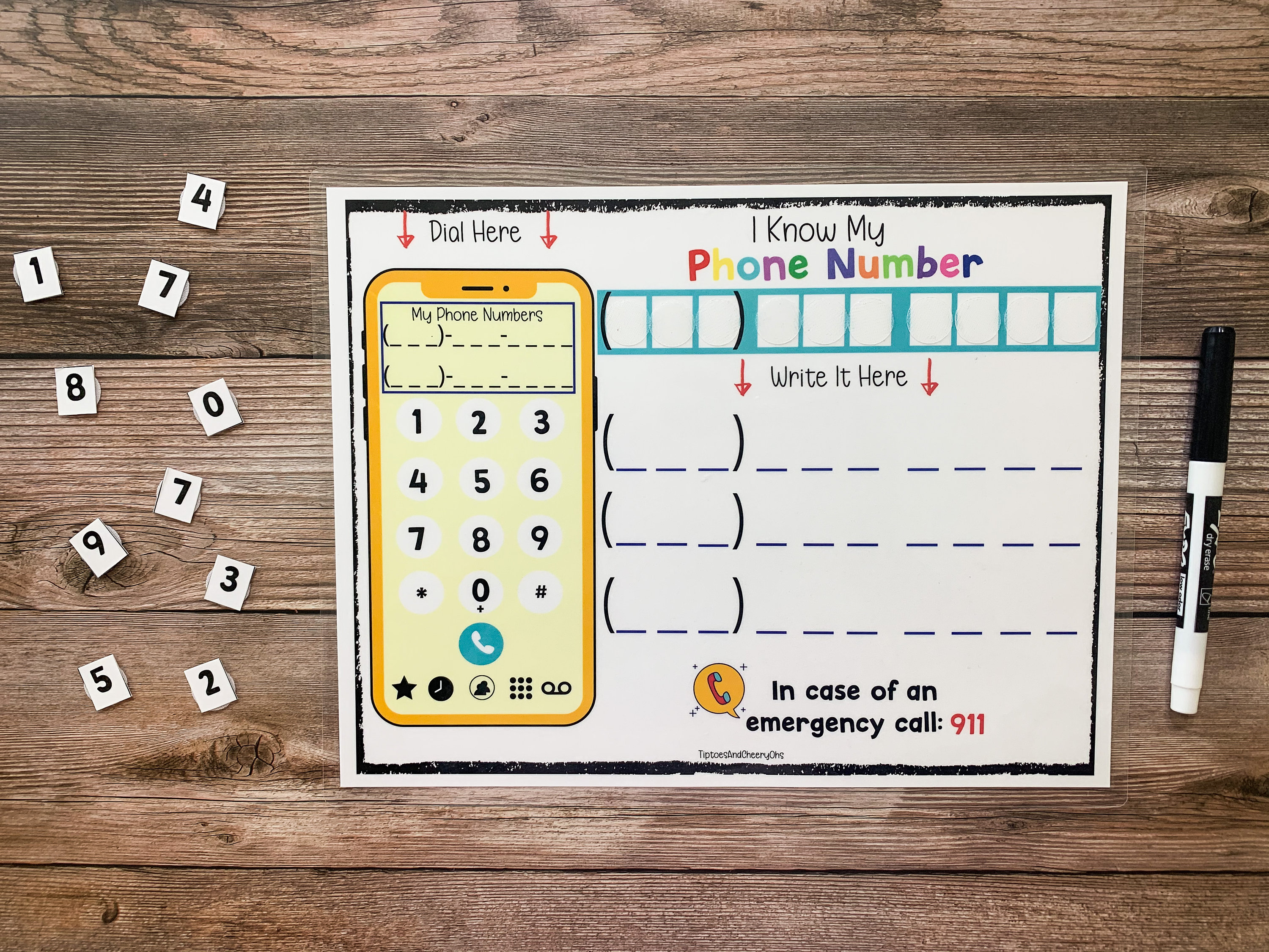 Learn My Phone Number Worksheet Phone Number Practice Phone | Etsy