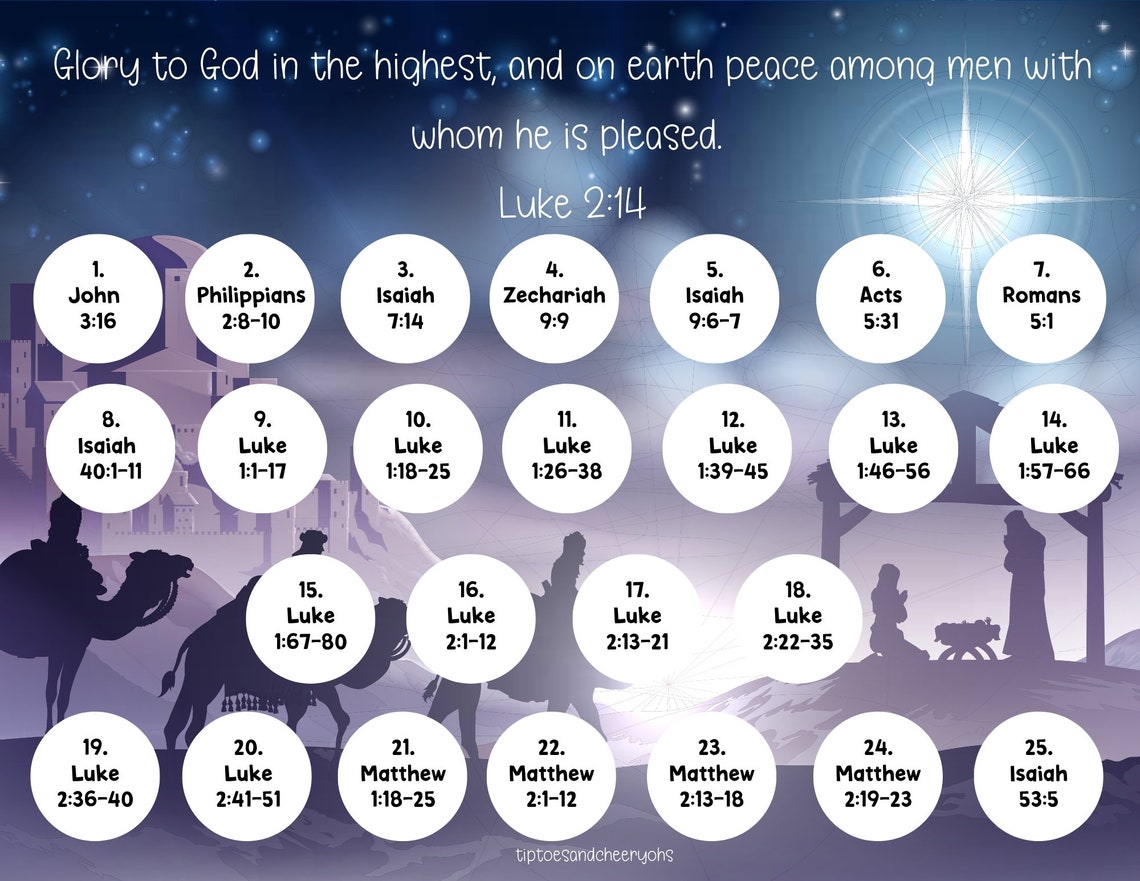 Christmas Advent Calendar for Kids Bible Activity Countdown - Etsy