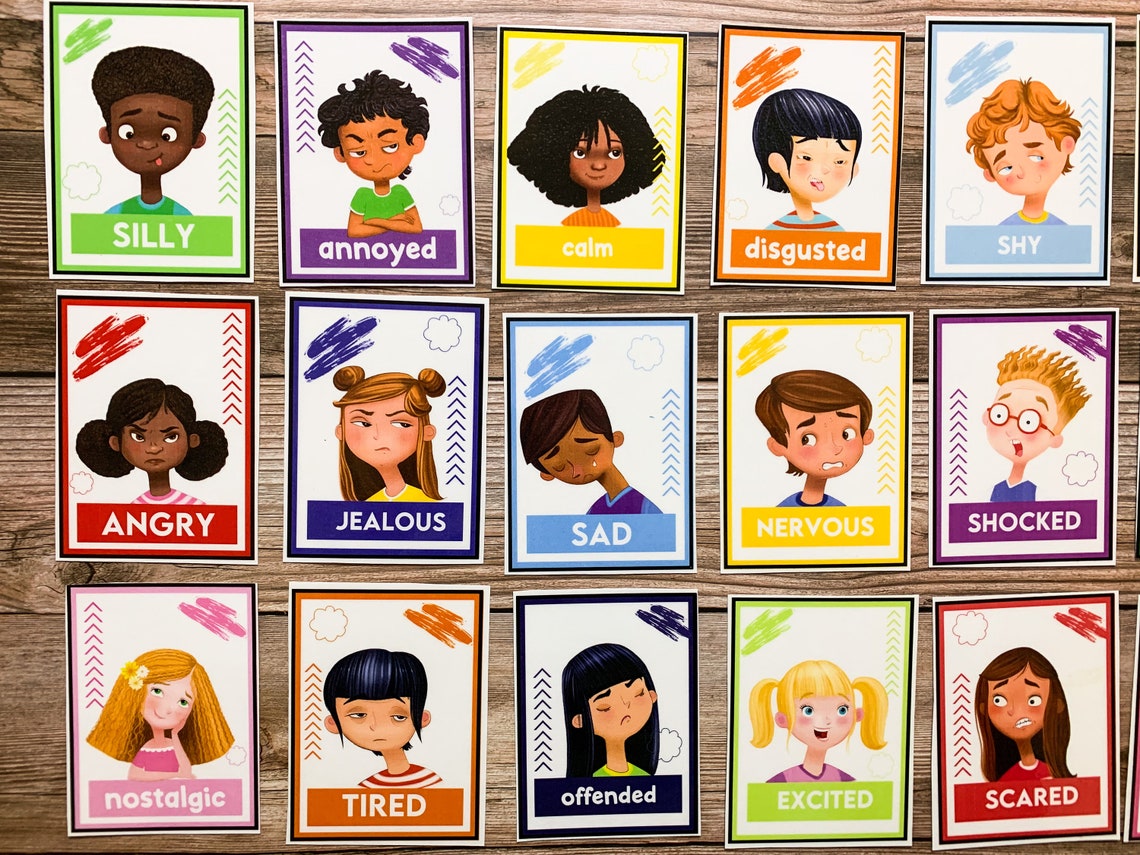 Kids Feelings Flashcards Emotions Flashcards Montessori | Etsy