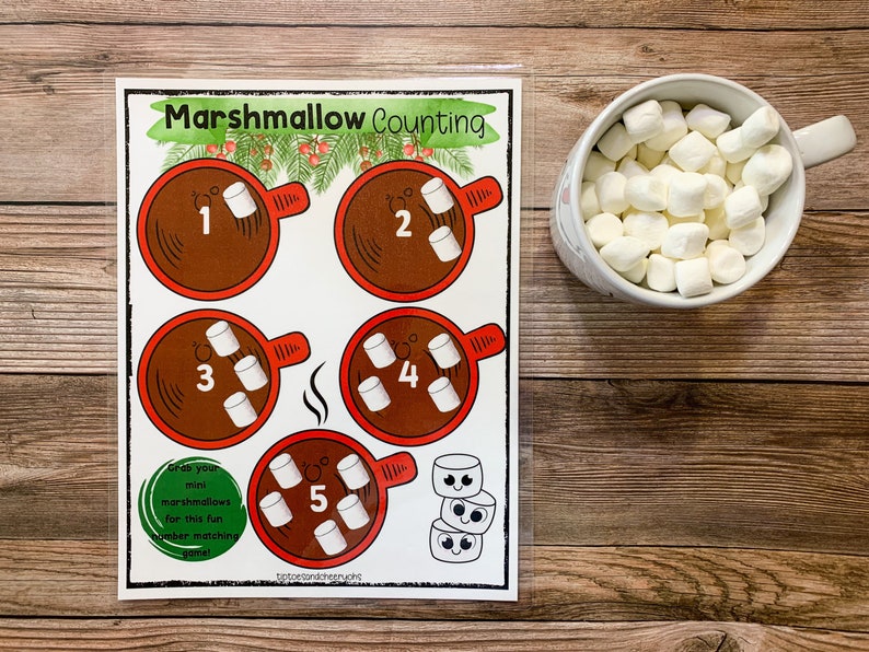 Christmas Activities, Marshmallow Counting Game, Christmas Printable ...