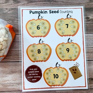 Kids Fall Activity, Homeschool Printable, Pumpkin Seed Counting Game ...