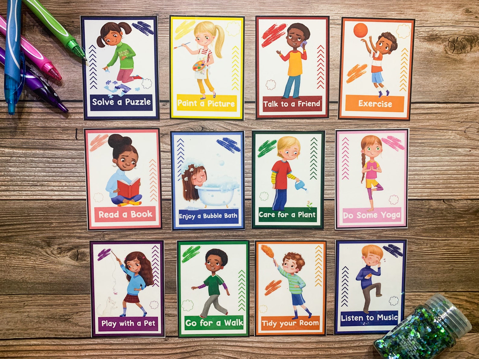 Coping Skills Flashcards for Kids, Calm Down Strategies, Stress ...