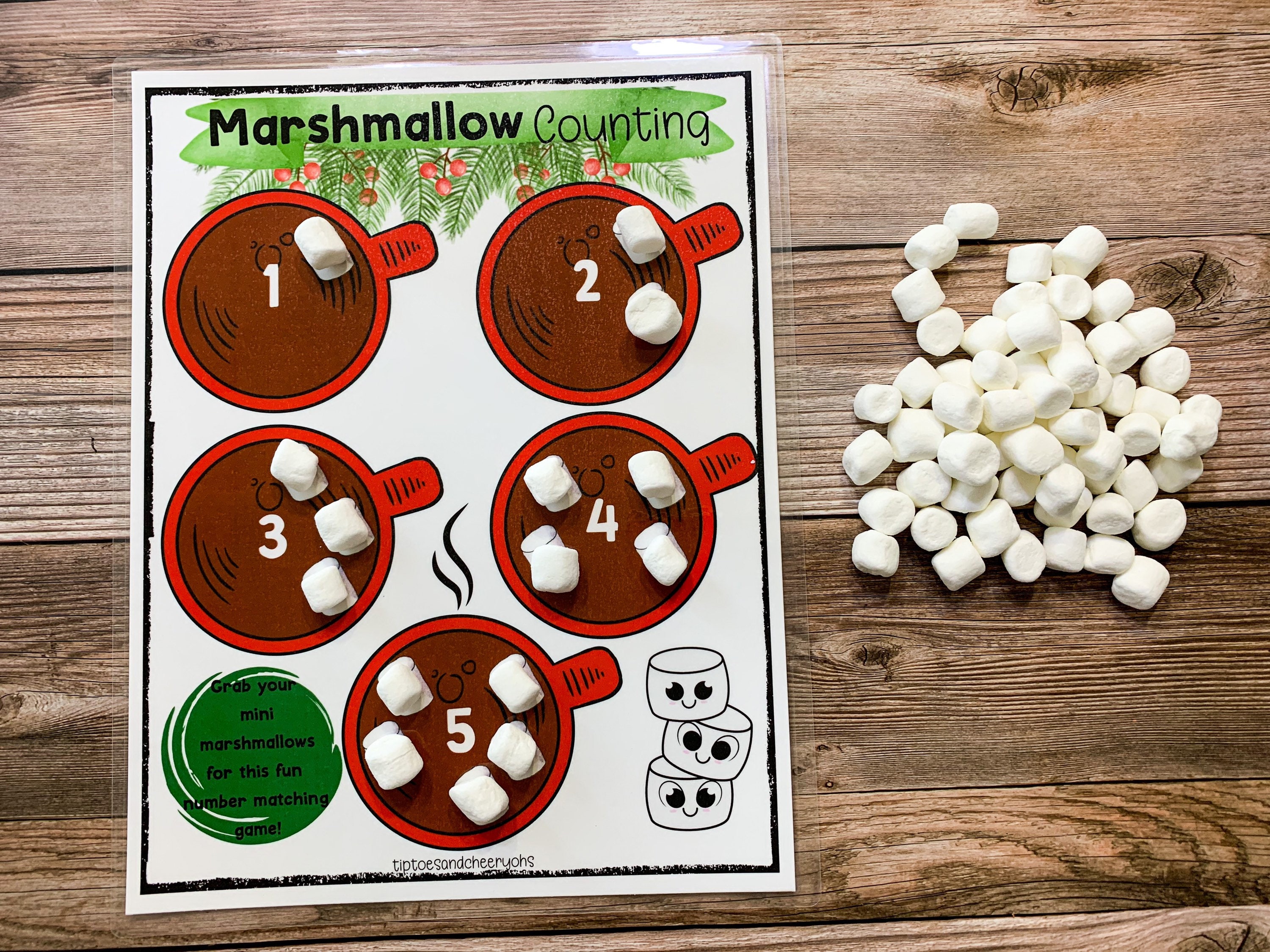 Christmas Activities, Marshmallow Counting Game, Christmas Printable ...