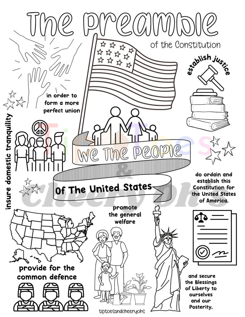 The Preamble for Kids Printable U.S. Constitution Preamble - Etsy