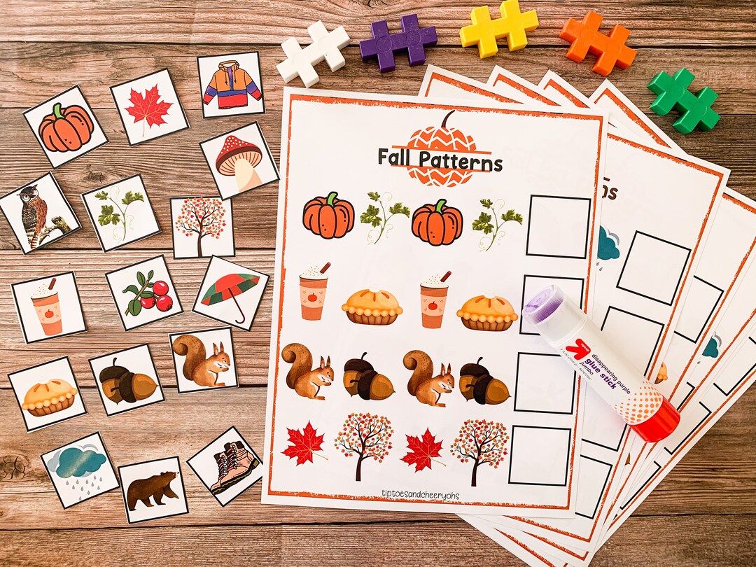 Pattern Matching Game, Kids Fall Patterns Activity, Fall Learning ...