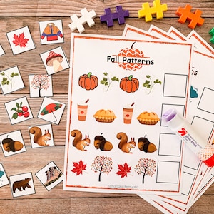 Pattern Matching Game, Kids Fall Patterns Activity, Fall Learning ...