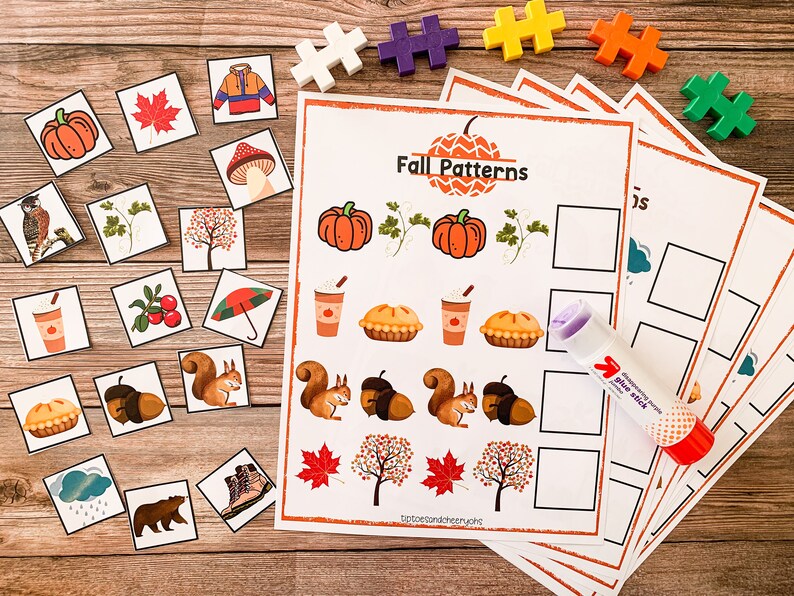 Pattern Matching Game, Kids Fall Patterns Activity, Fall Learning ...