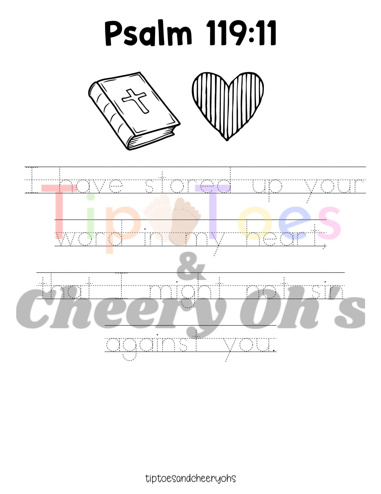 Psalm 119:11 Bible Activities for Kids Devotional Christian - Etsy