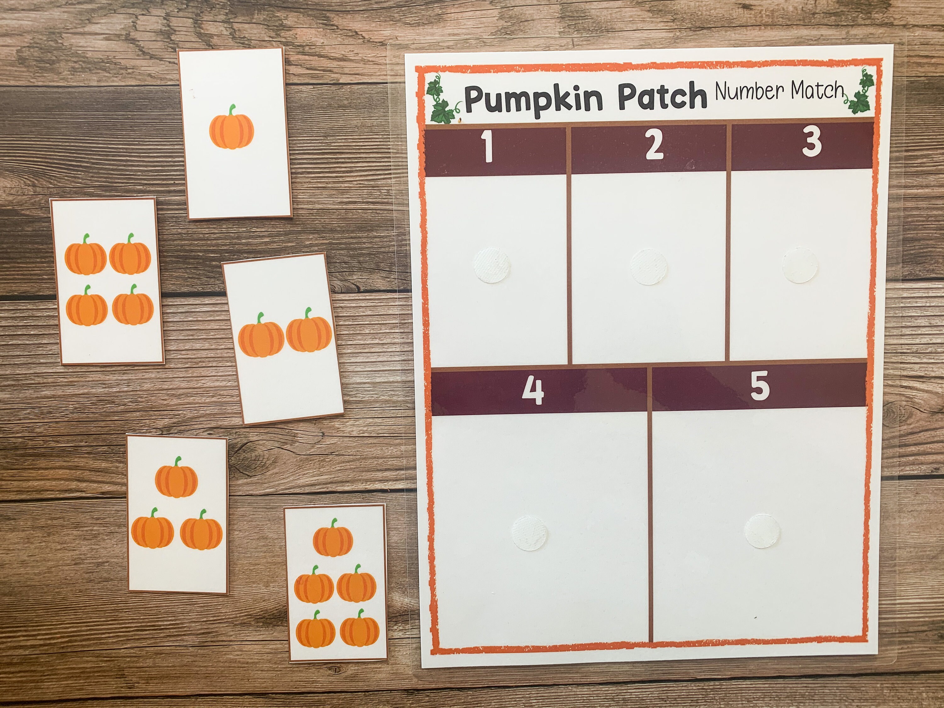 Kids Fall Activity, Pumpkin Patch Game, Number Matching Worksheet ...