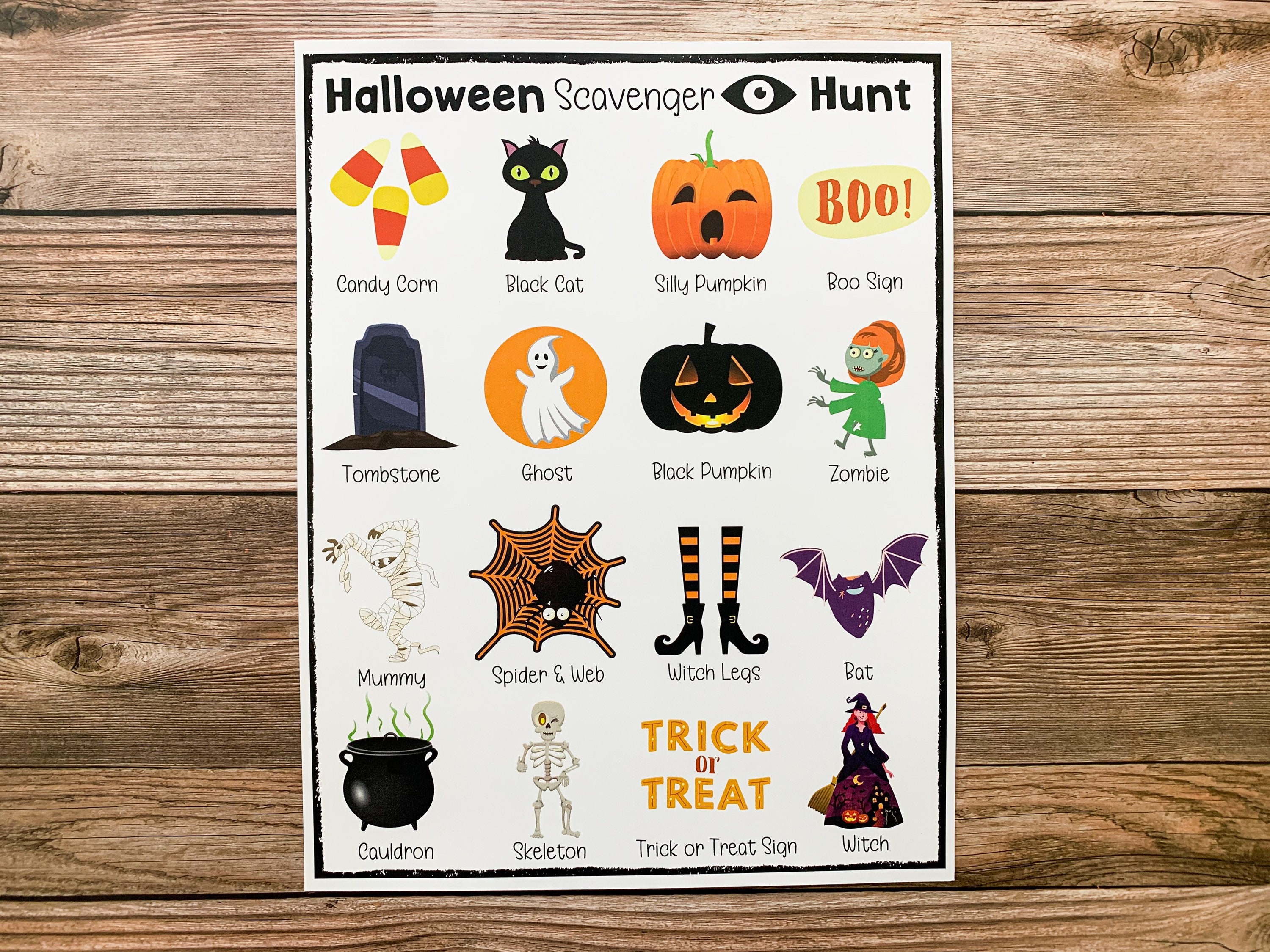 Halloween Scavenger Hunt, Kids Fall Activity, Seek and Find Games ...