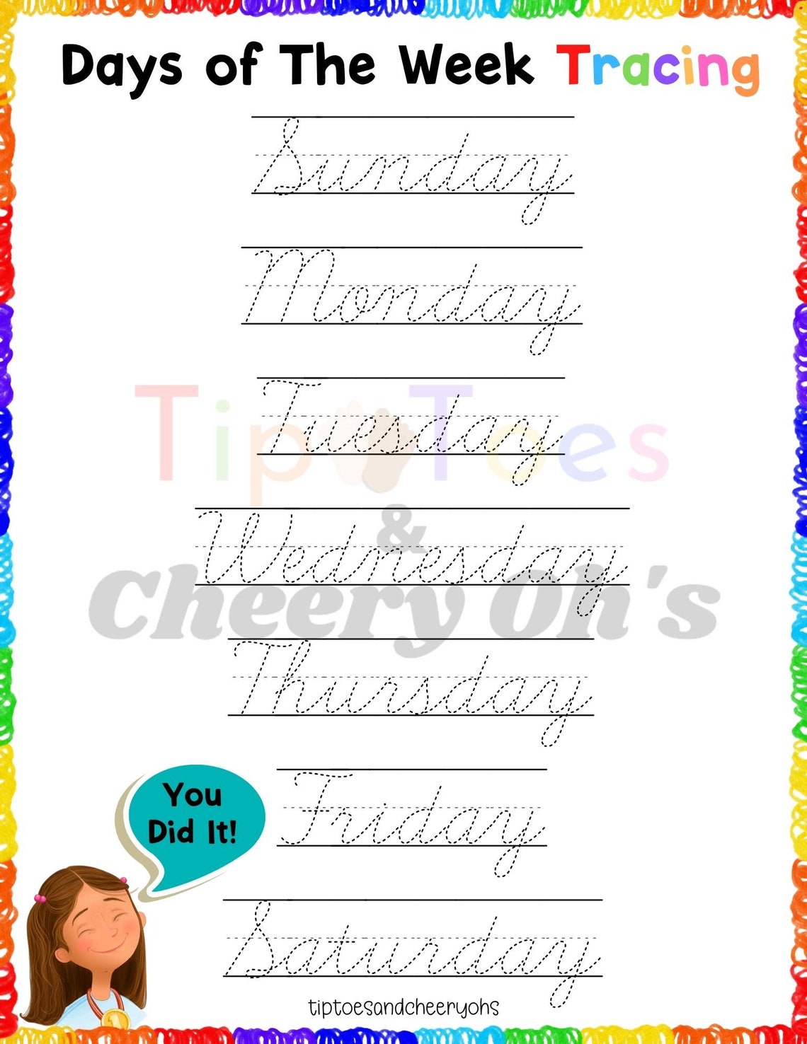 Cursive Tracing Worksheets Cursive Tracing Letters and - Etsy