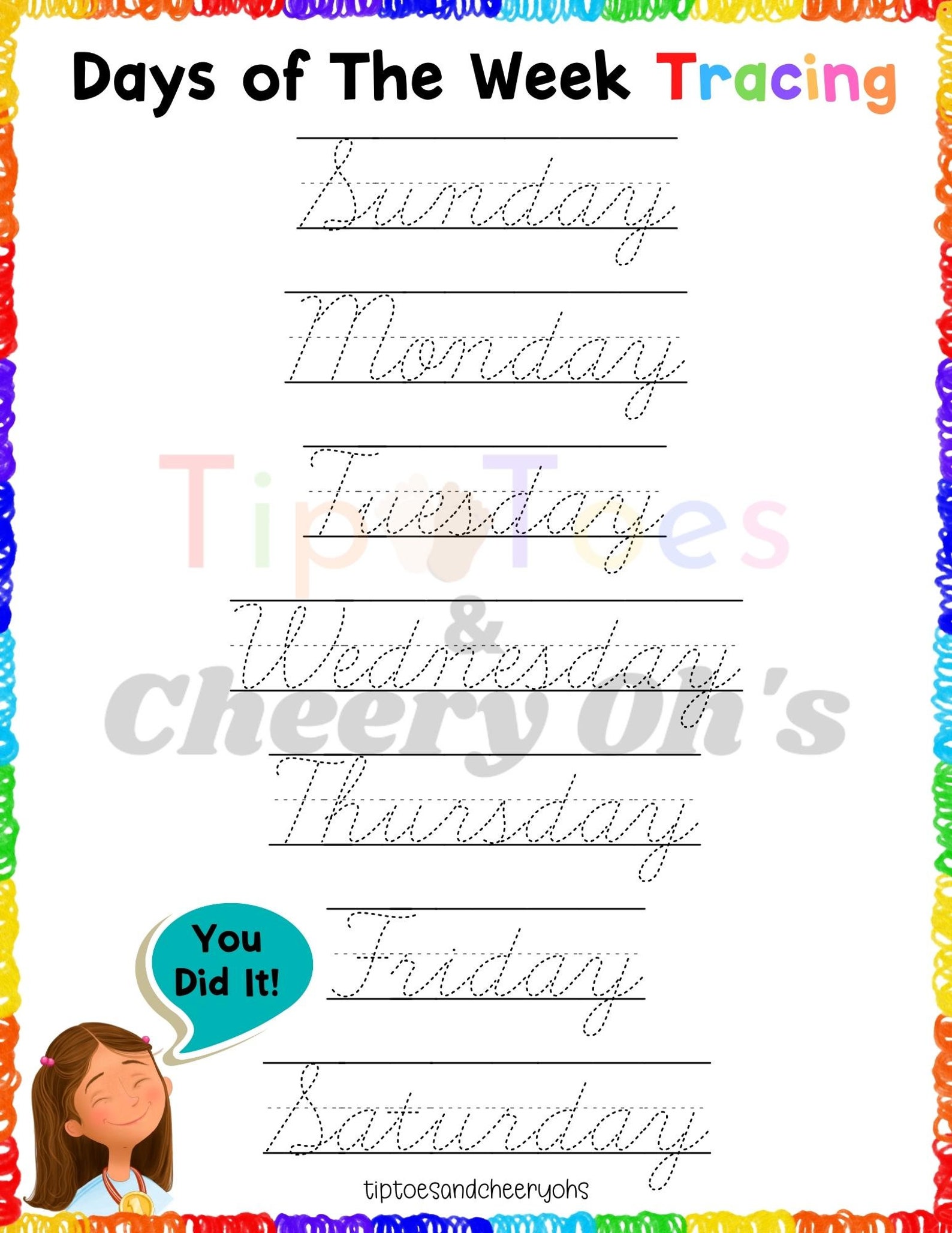 Cursive Tracing Worksheets Cursive Tracing Letters and - Etsy