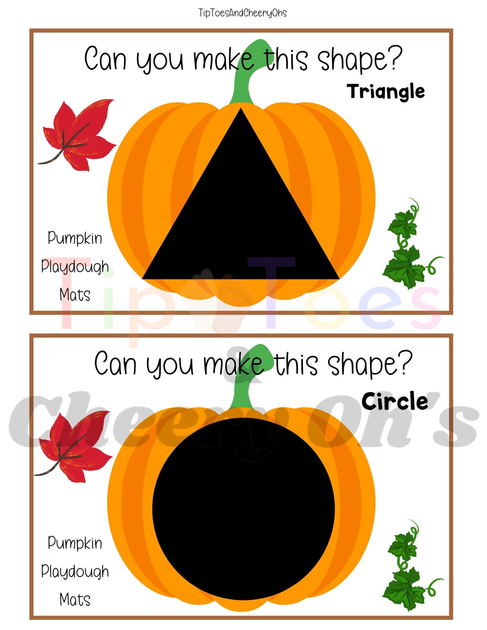 Playdough Shape Mats Fall Learning Printable Playdough Mats | Etsy