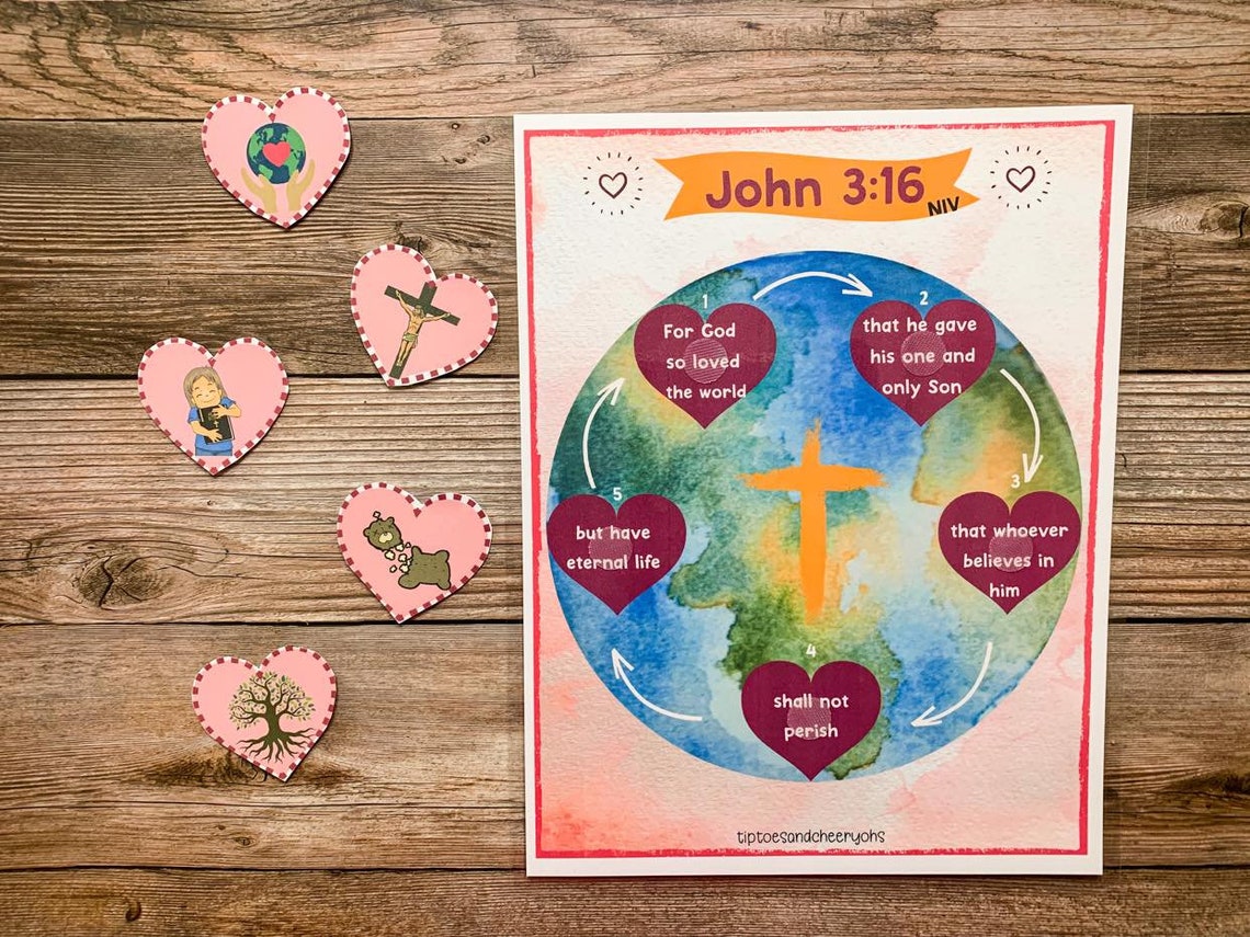 John 3:16 the Gospel Bible Activity Homeschool Printable - Etsy